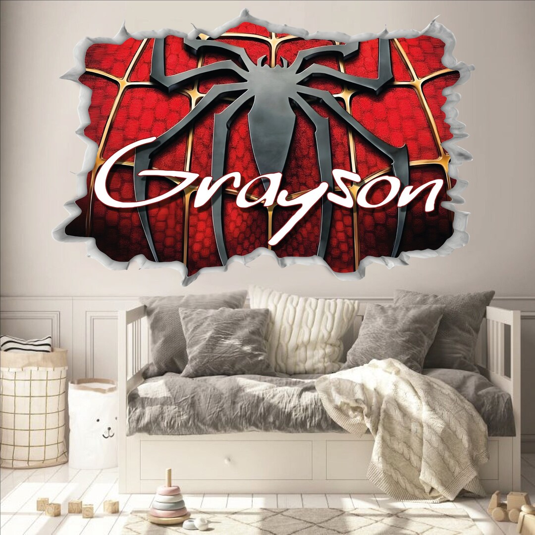 Spider Suit Color Wall Hole Sticker Superhero Décor for Kids Man Boys ...