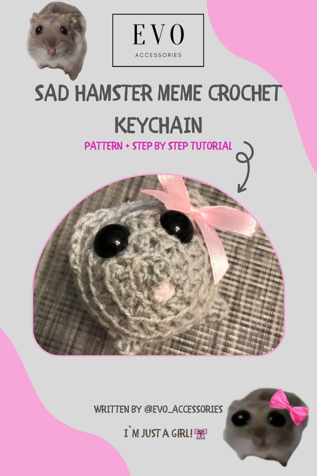 Sad Hamster Crochet Pattern, Tiktok Viral Meme, Digital PDF Download ...