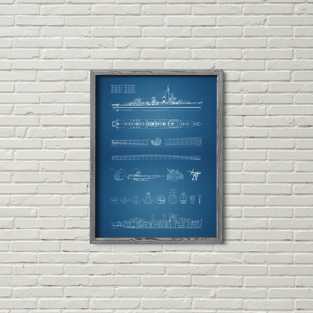 Digital Poster, INSTANT DOWNLOAD, Decorative Wall Art Blueprint Ship ...
