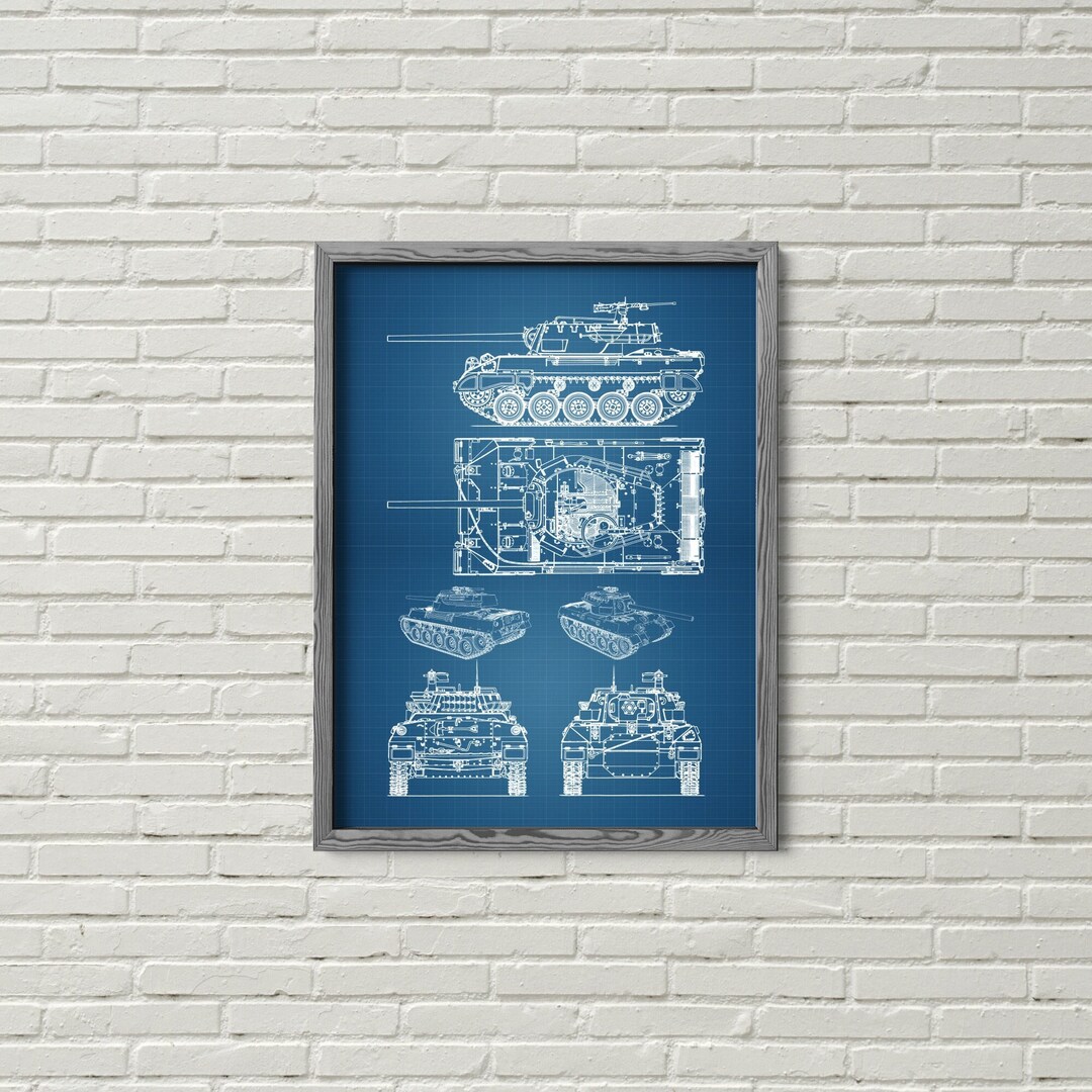Digital Poster, INSTANT DOWNLOAD, Decorative Wall Art Blueprint Tank ...