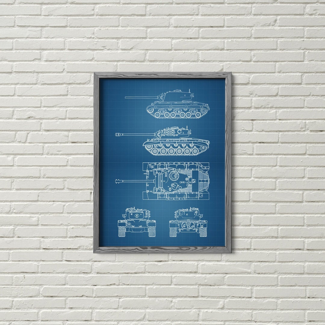 Digital Poster, INSTANT DOWNLOAD, Decorative Wall Art Blueprint Tank ...