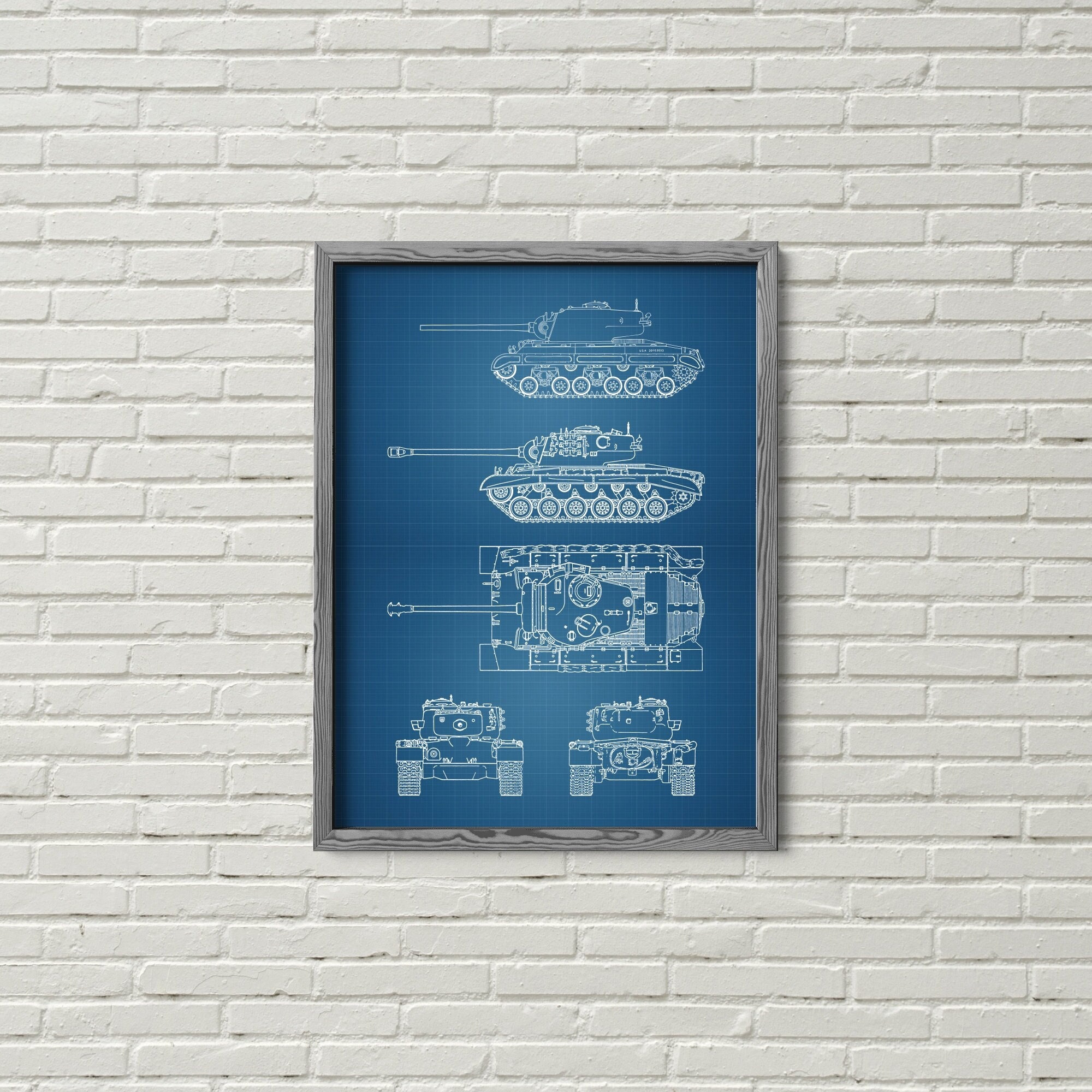 Digital Poster, INSTANT DOWNLOAD, Decorative Wall Art Blueprint Tank ...