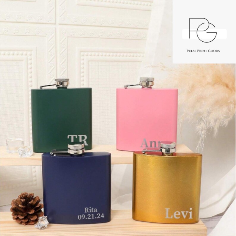 Personalized Matte Black 6oz Hip Flask - Custom Engraved Groomsman Gift ...