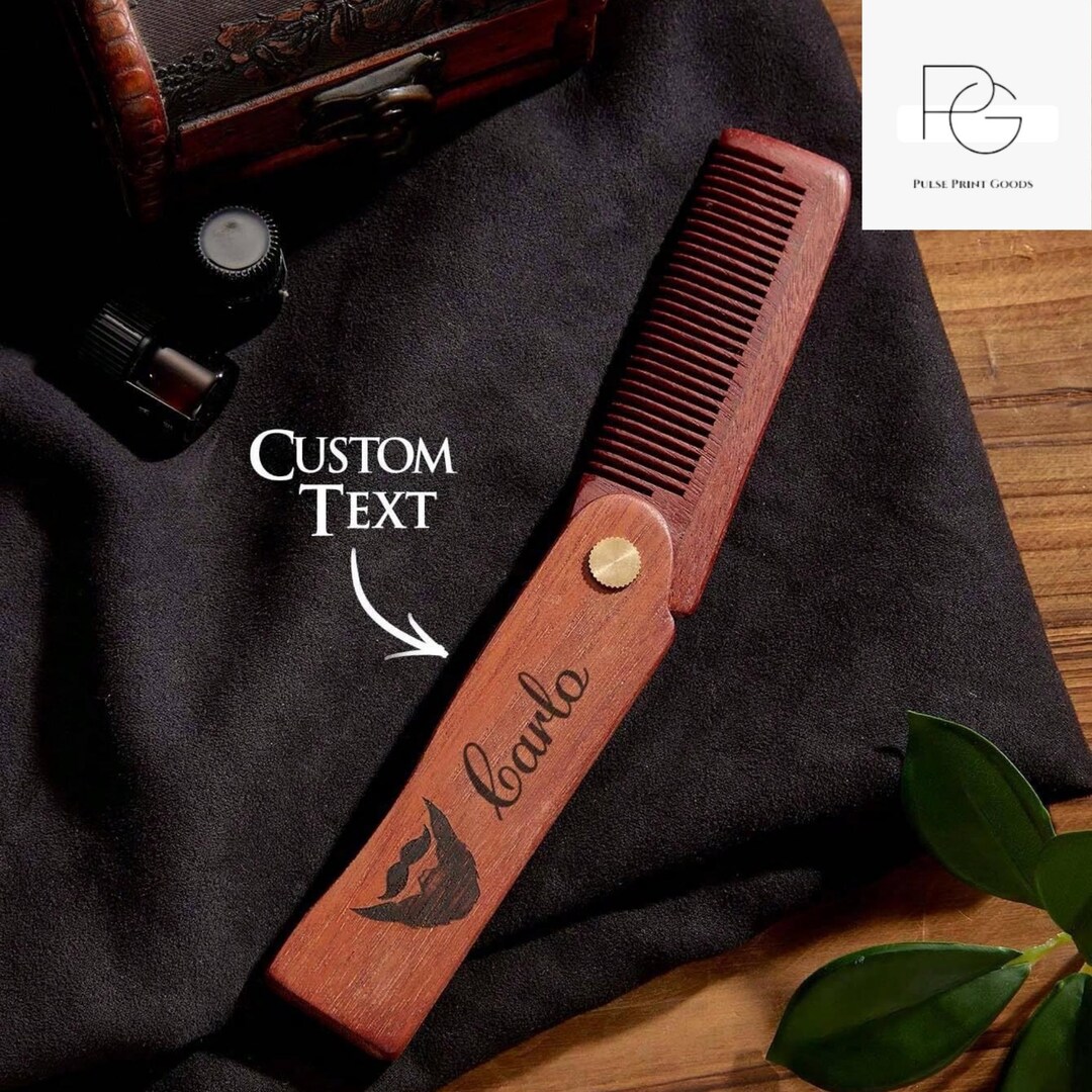 Custom Wooden Folding Beard Comb - Personalized With Laser Engraved ...