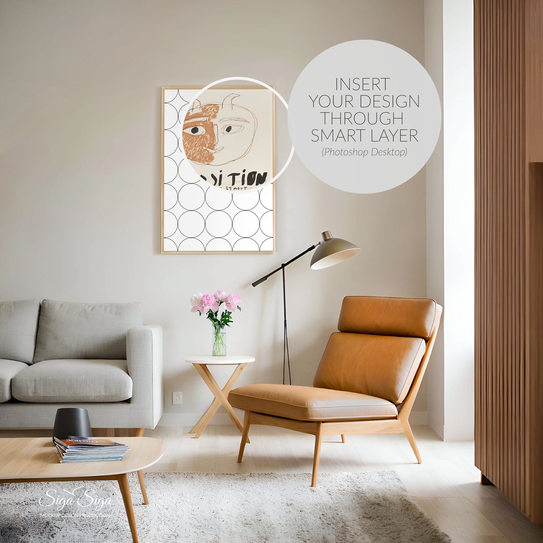 Charming 2x3 Frame Mockup: One Living Room Interior Poster Frame ...