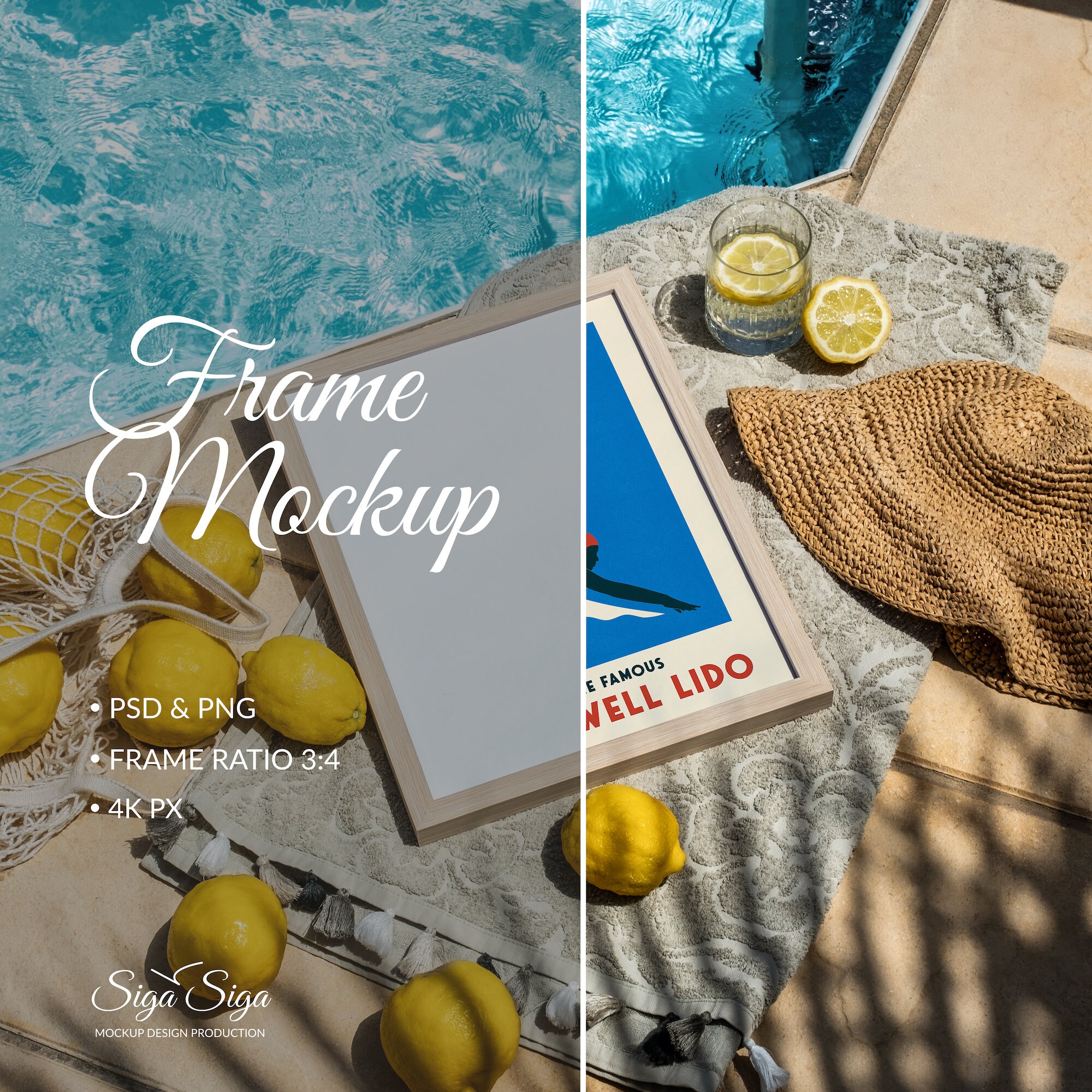 FRAME MOCKUP RATIO 3x4 Summer Mockup for Poster With Swimming Pool ...