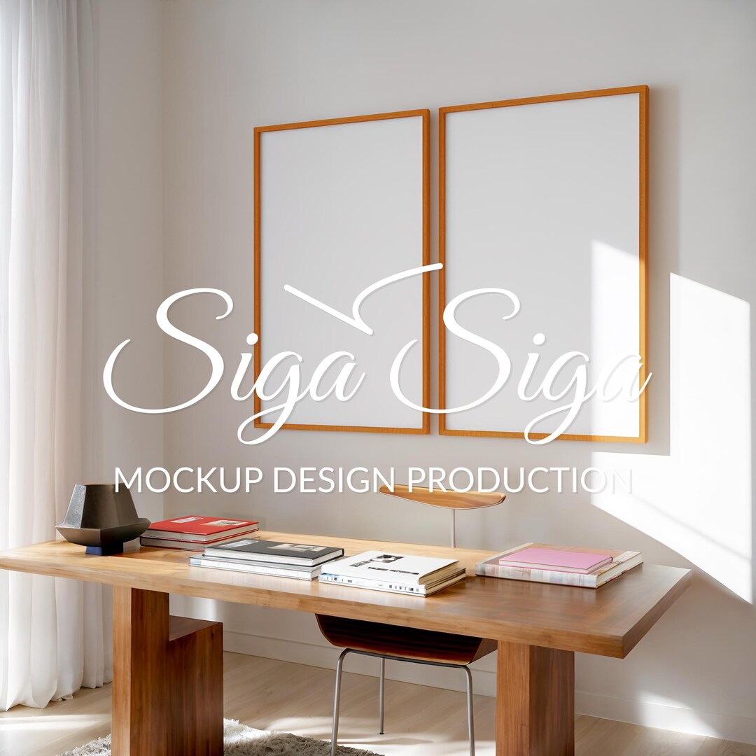 2 Frames Mockup Ratio 2x3 Double Frame Mockup for Poster Mockup Office ...