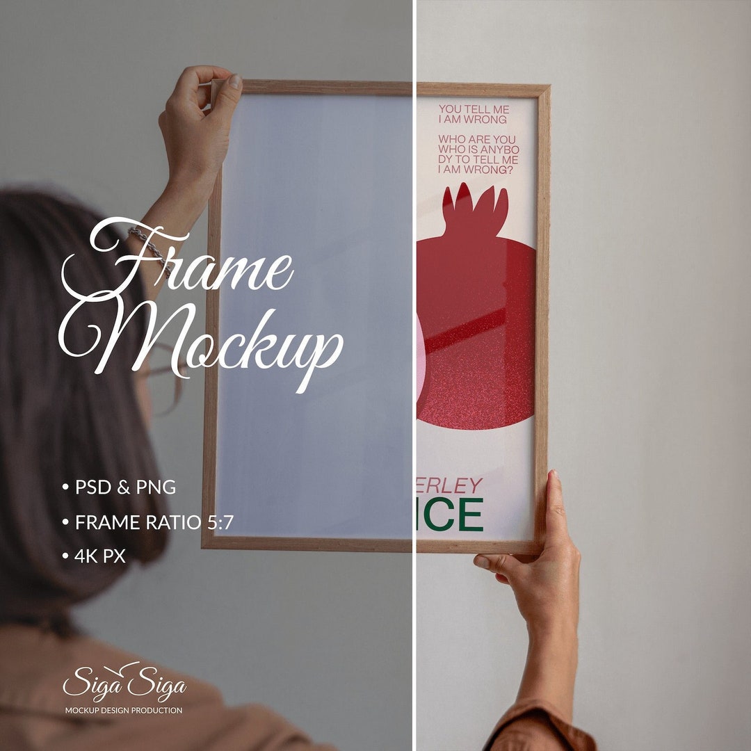 5x7 Photo Frame Mockup: Handheld Wood Frame With Glass (PSD) - Etsy