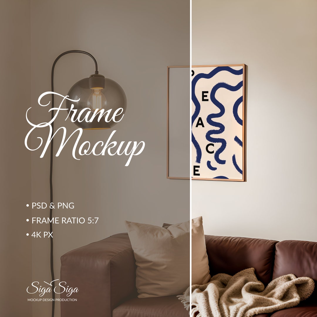 Stunning Wall Frame Mockup 5x7: PSD for Photoshop in Midcentury Modern ...