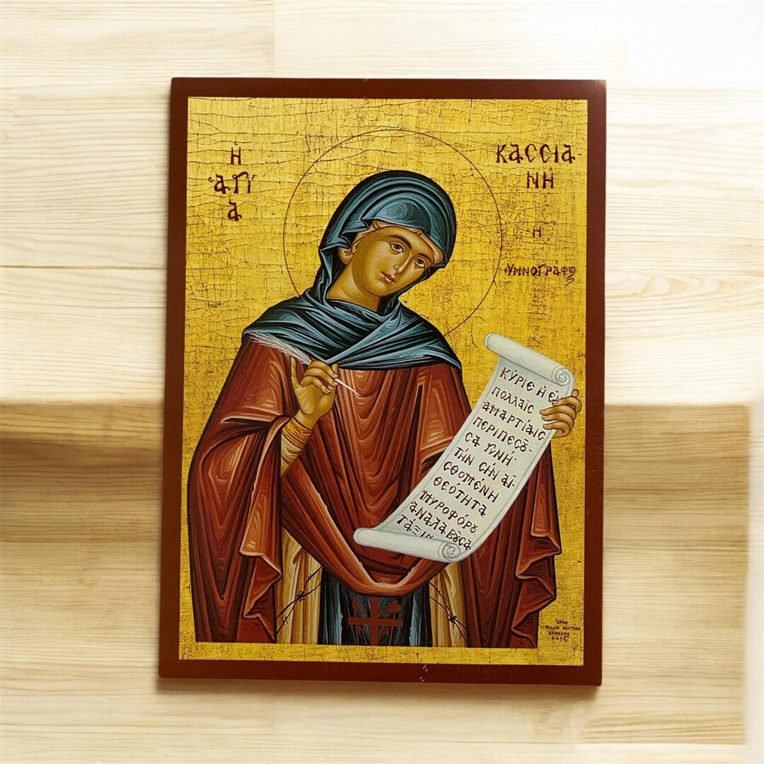 Orthodox Icon of Saint Kassiani the Hymnographer – Handmade Wooden Icon ...
