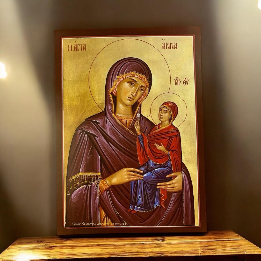 Saint Anna – Handmade MDF Wood Icon - Etsy