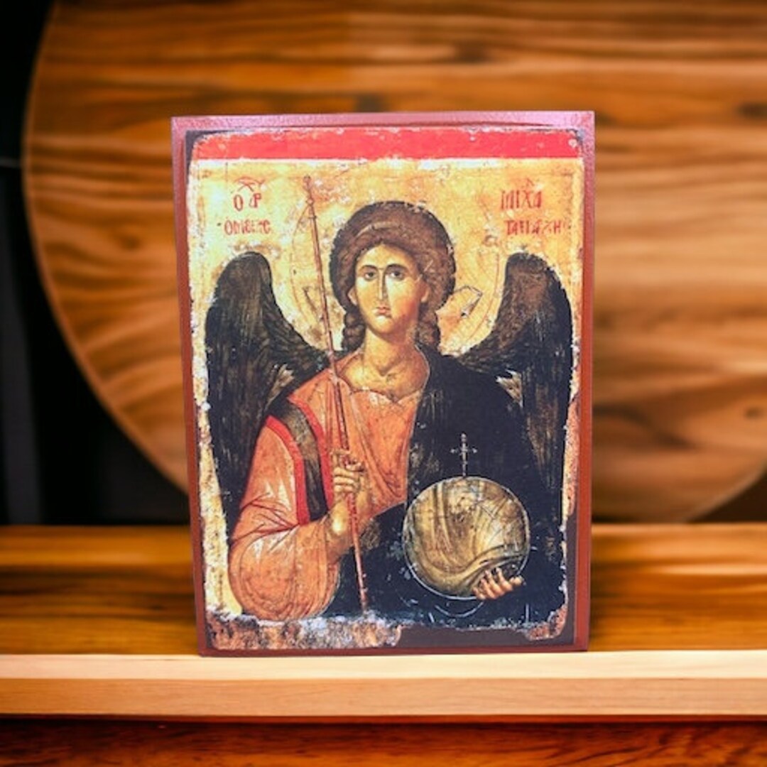 Archangel Gabriel , Byzantine Icon , Icon Made of Wood, Handmade Icon, Orthodox Creation ...