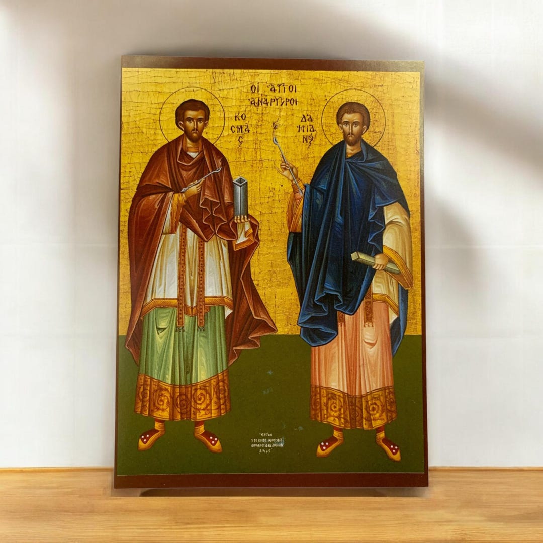 Saints Cosmas and Damian – Handmade MDF Wood Icon - Etsy