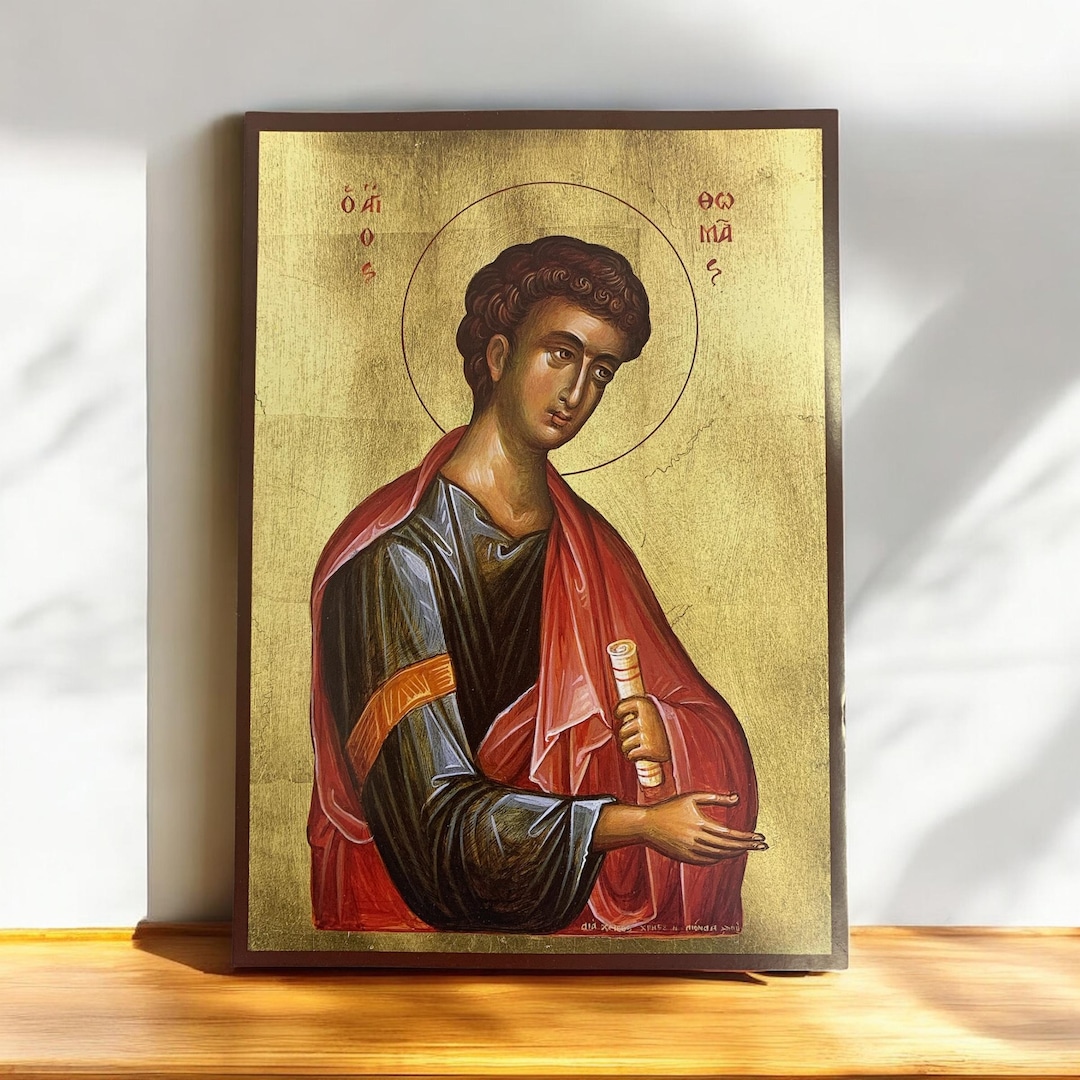 Byzantine Icon of Apostle Thomas– Handmade Byzantine Wooden Icon - Etsy