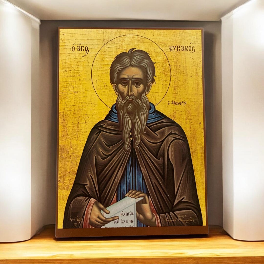 Saint Cyriacus the Anchorite – Handmade Byzantine Wooden Icon - Etsy