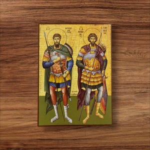 Saints Theodore the Tyro & Theodore Stratelates – Handmade Wooden Icon ...