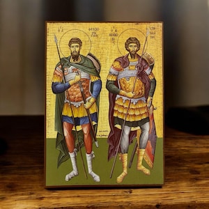 Saints Theodore the Tyro & Theodore Stratelates – Handmade Wooden Icon ...
