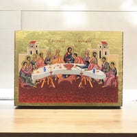 Last Supper Icon - Raised Border Greek Orthodox Icon | Handmade on ...