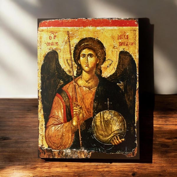 St Michael Icon Wood - Etsy