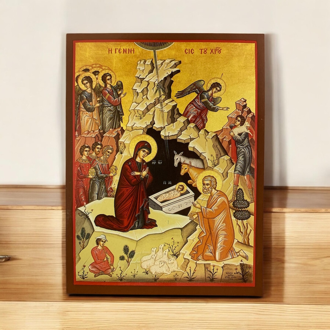 Birth of the Lord Jesus Christ , Byzantine Icon , Icon Made of Wood ...