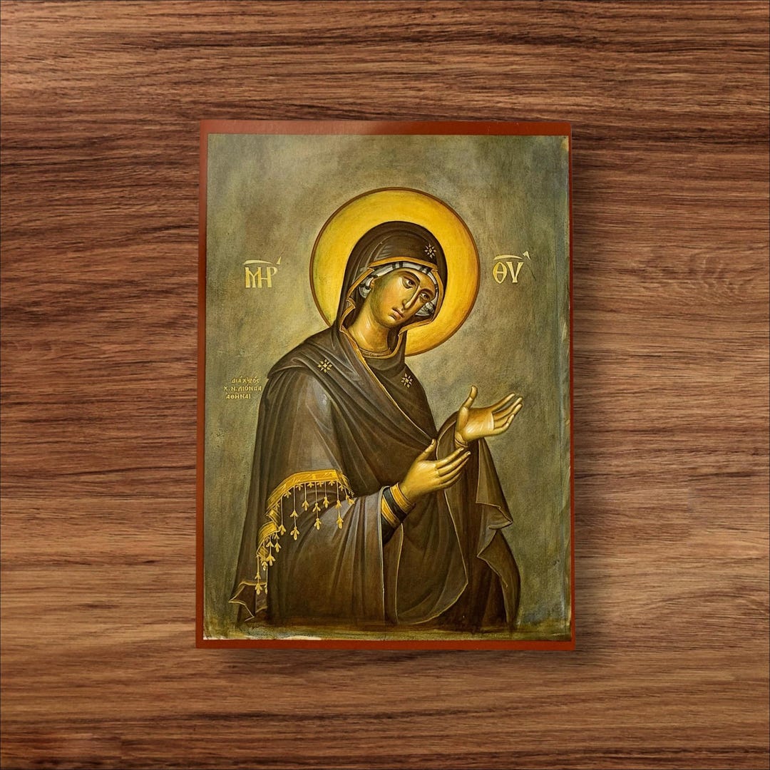 Virgin Mary in Prayer - Handmade Byzantine Icon - Etsy