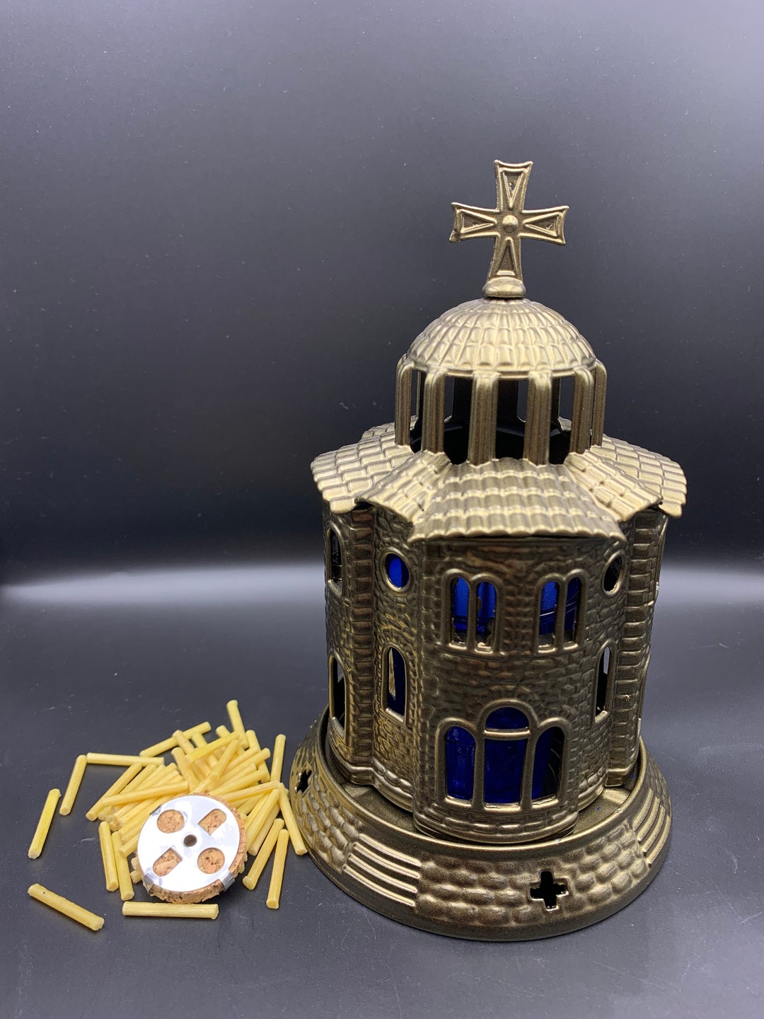 Church, Metallic Oil Lamp , Orthodox Church , Wicks, Glass Cup - Etsy