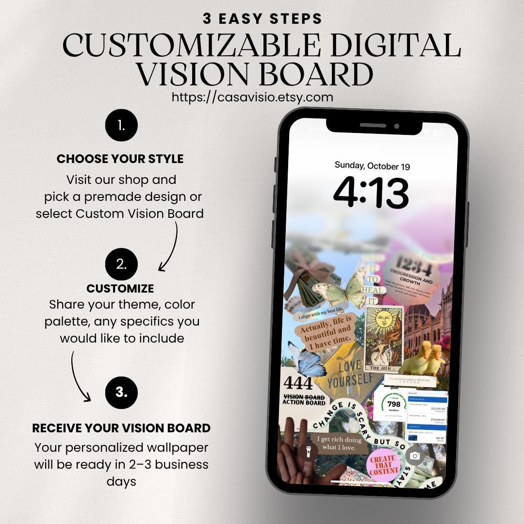 Custom Vision Board Wallpaper: Personalized Manifestation Tool (digital ...
