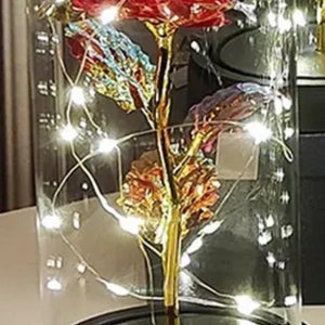Enchanting Red Rose in LED Glass Dome, Romantic Home-decor and Perfect ...
