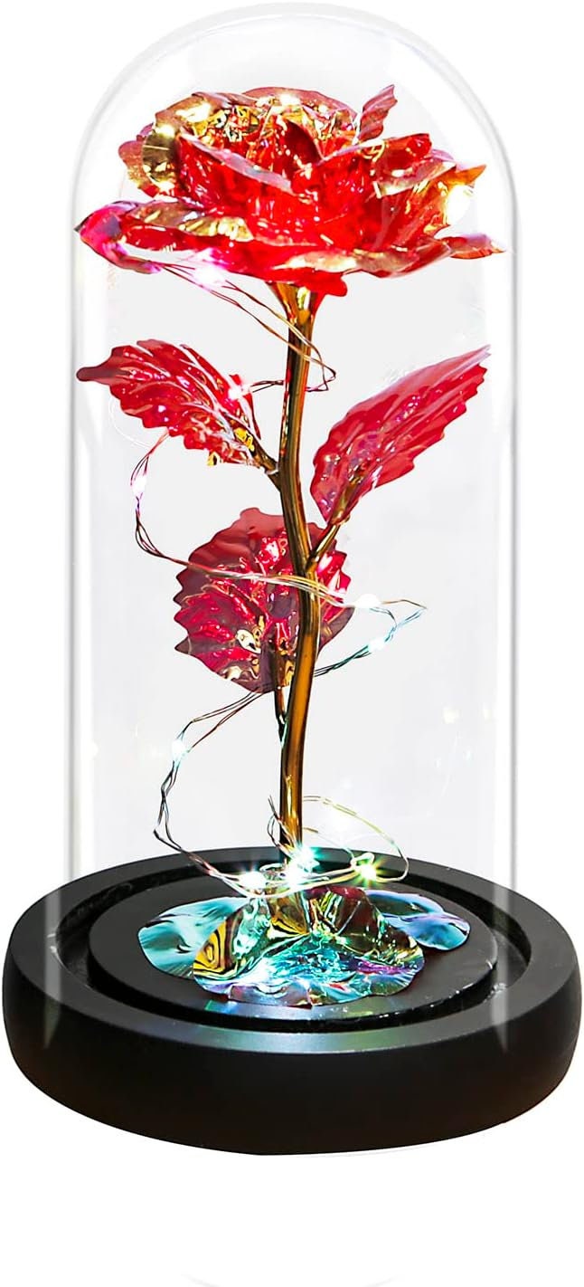 Enchanting Red Rose in LED Glass Dome, Romantic Home-decor and Perfect ...