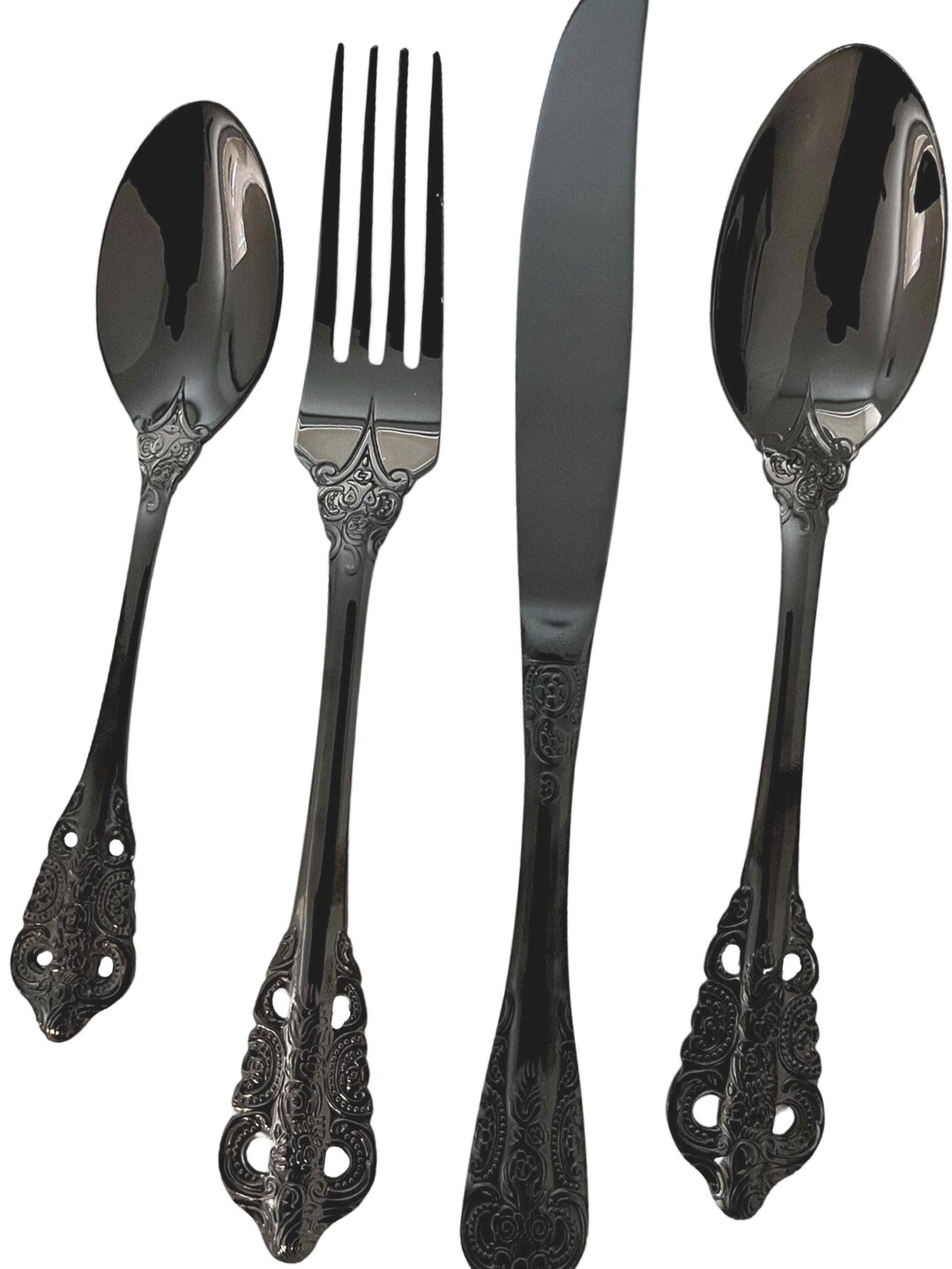 Gothic Silverware Set Baroque Cutlery Fantasy Flatware Black or Silver ...