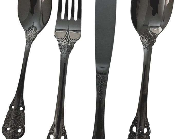 Gothic Silverware Set Baroque Cutlery Fantasy Flatware Black or Silver ...