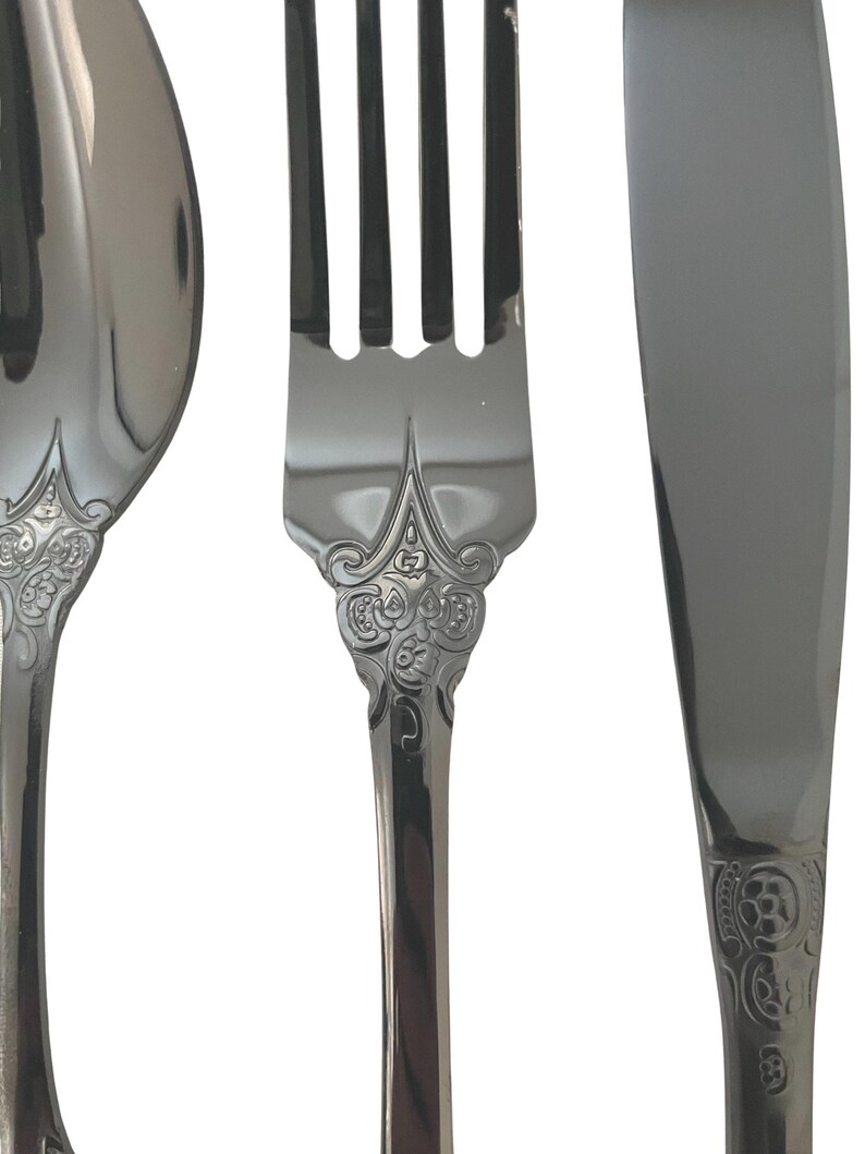 Gothic Silverware Set Baroque Cutlery Fantasy Flatware Black or Silver ...