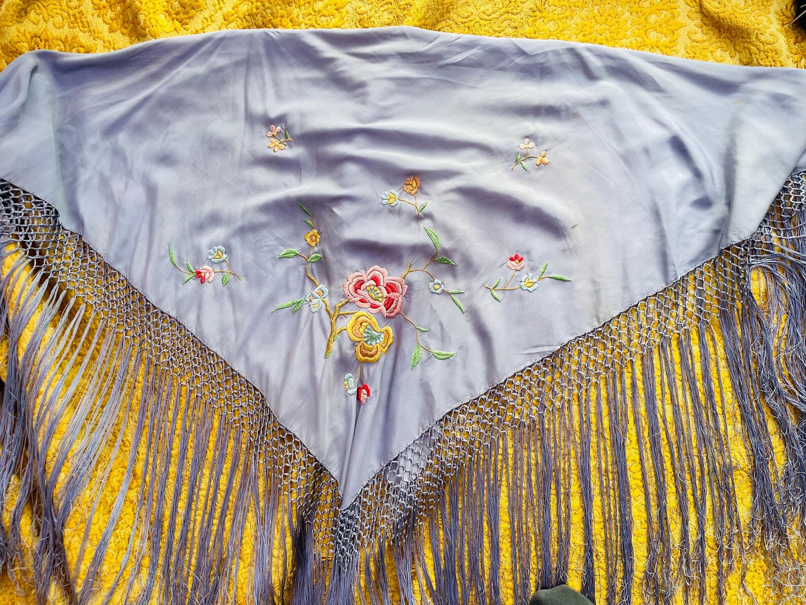 Edwardian Silk Embroidered Shawl - Etsy