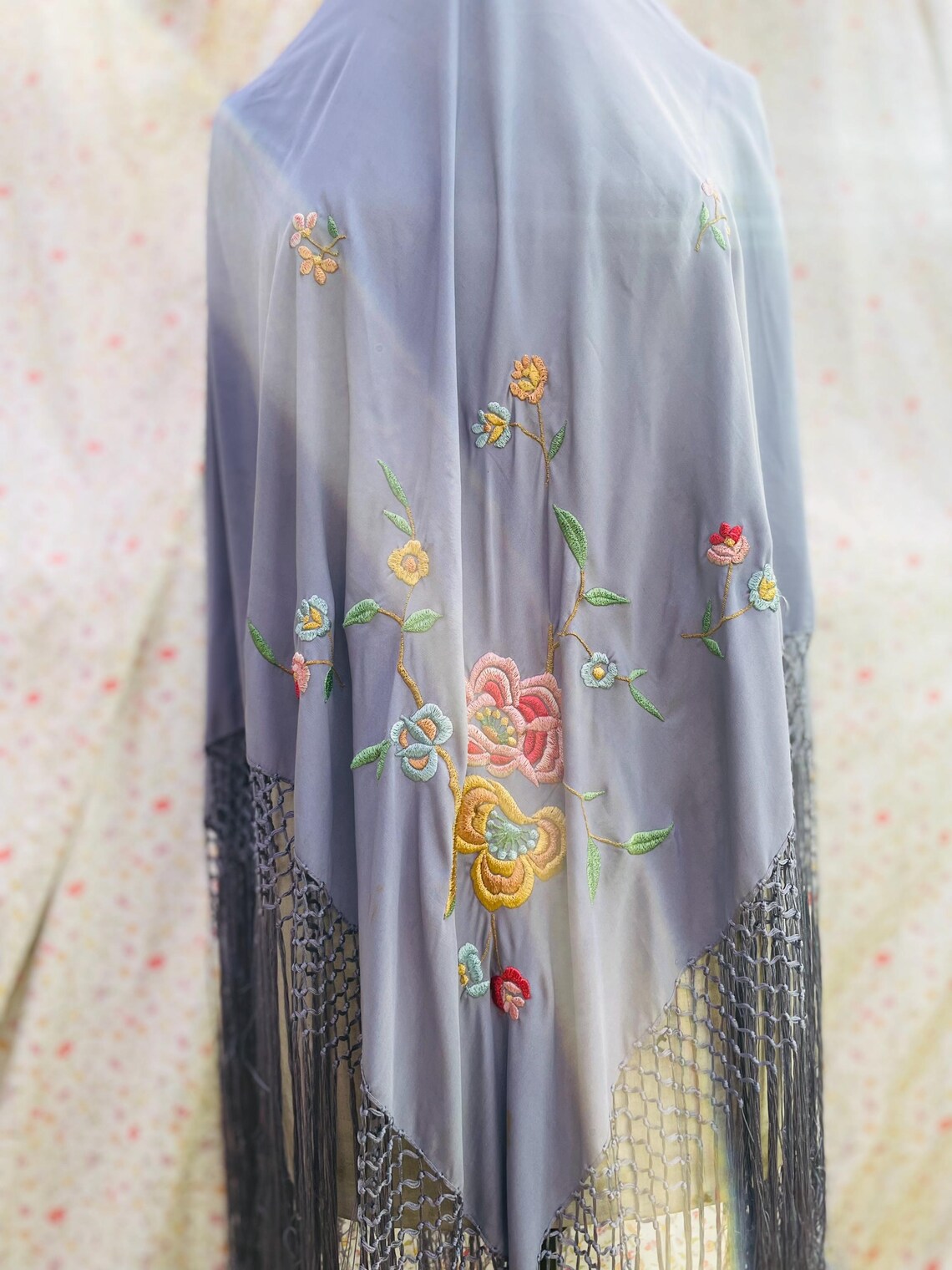 Edwardian Silk Embroidered Shawl - Etsy