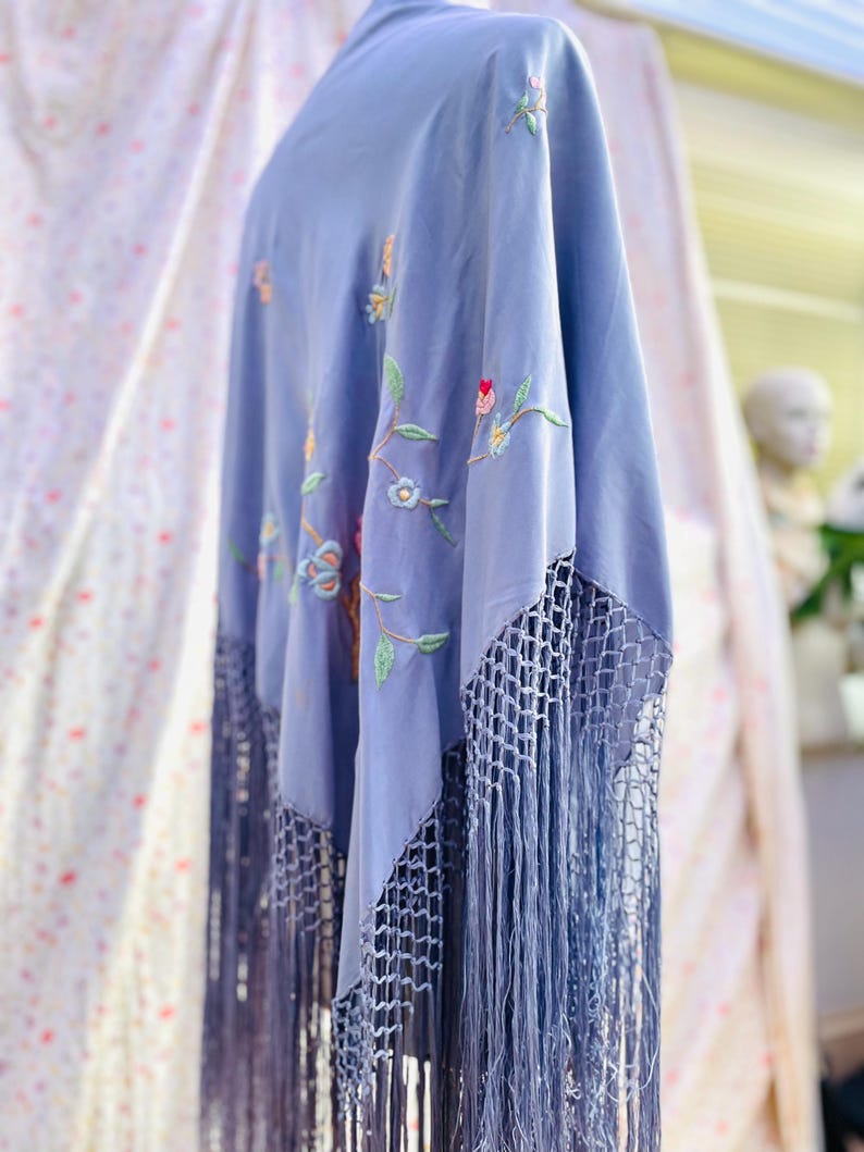 Edwardian Silk Embroidered Shawl - Etsy
