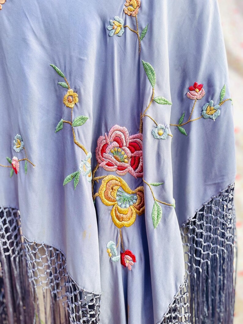 Edwardian Silk Embroidered Shawl - Etsy