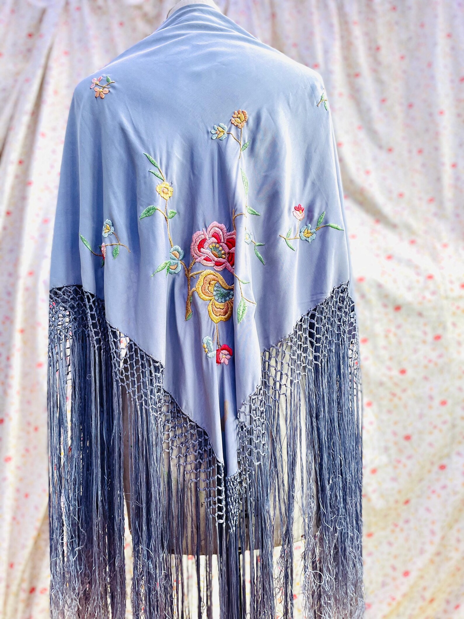 Edwardian Silk Embroidered Shawl - Etsy