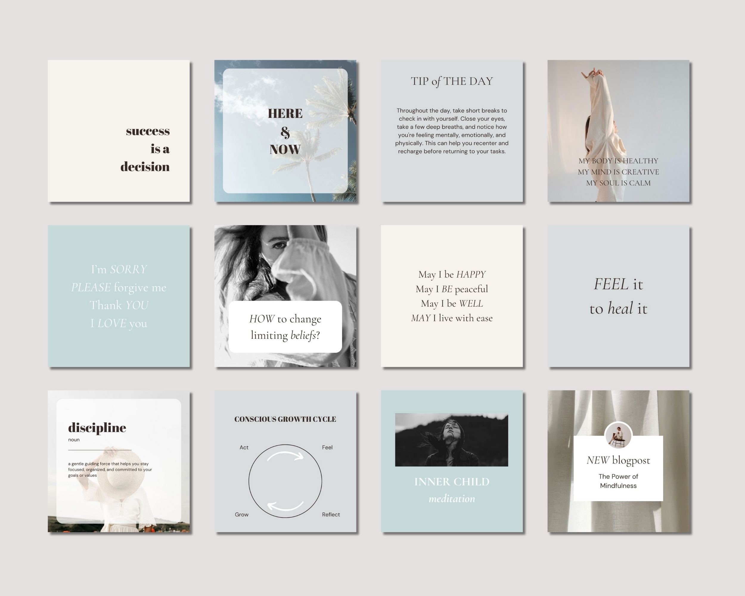 Mindfulness Instagram Template, Mindfulness Social Media Post, Editable ...