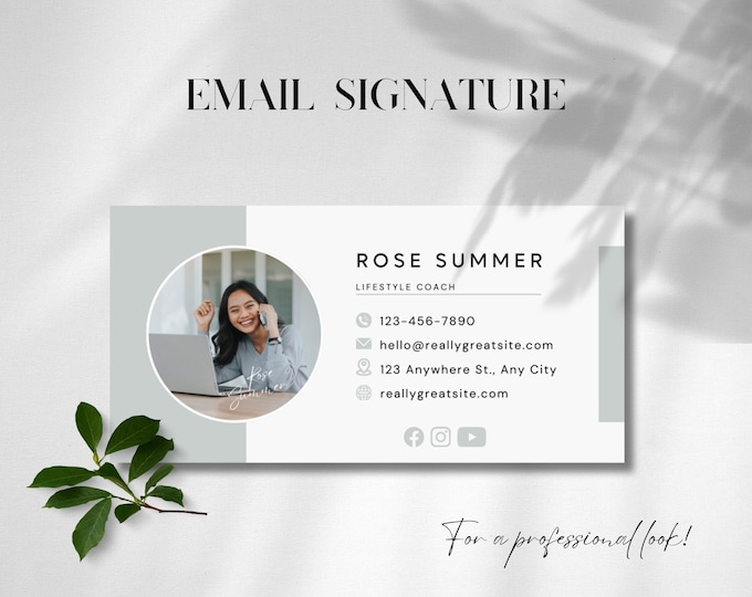 Editable Email Signature Template, Gmail Signature, Outlook Signature ...
