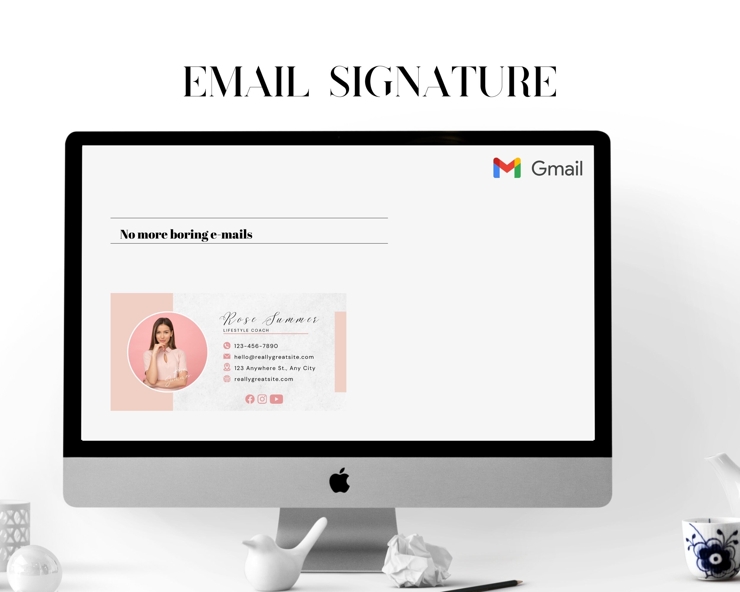 Email Signature Template Editable, Email Signature Template for Gmail ...