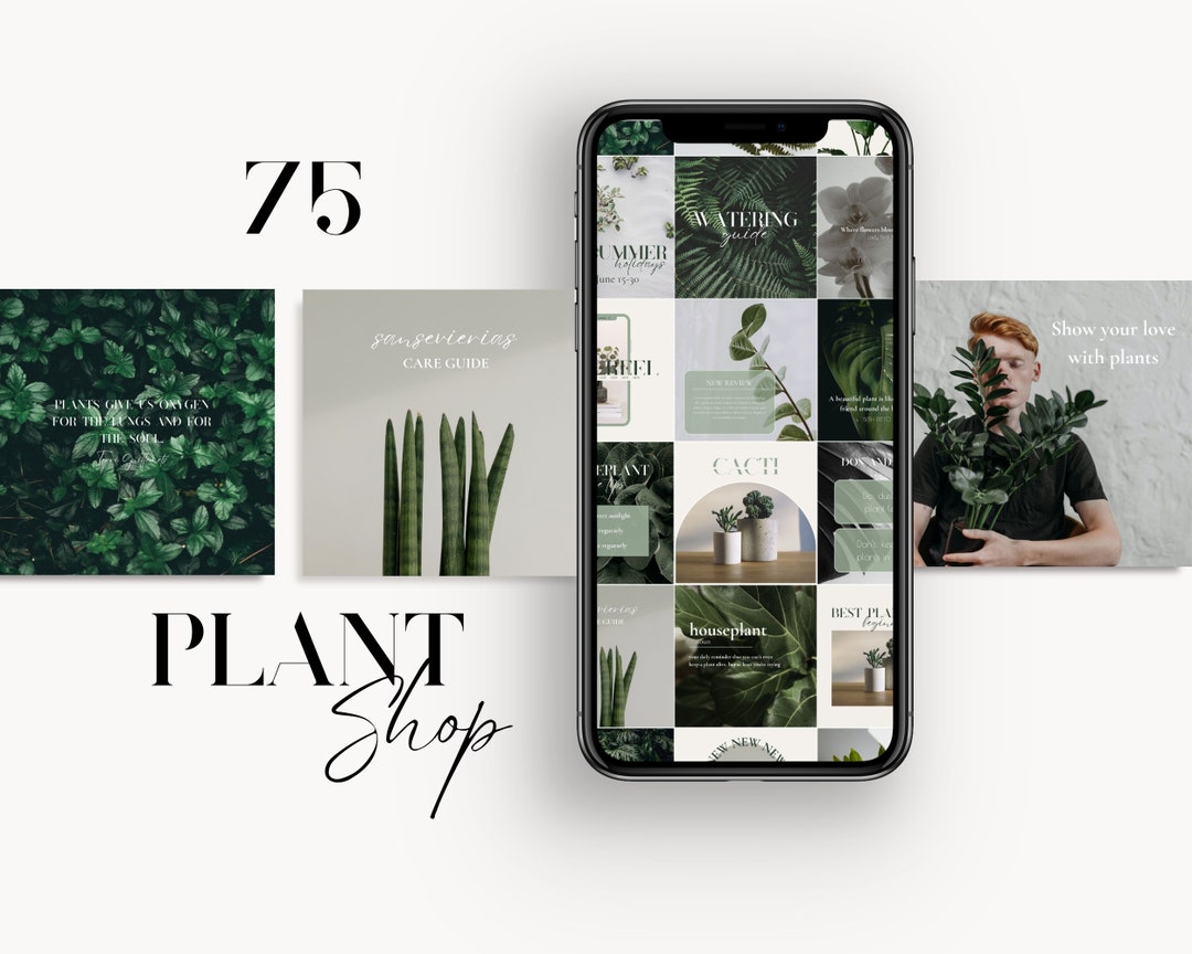 Plant Shop Canva Template Editable, Houseplants Social Media Content ...