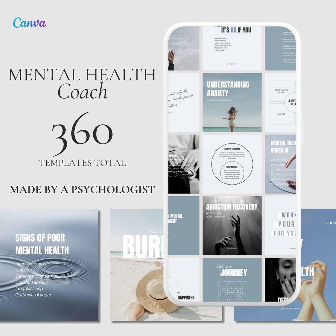 Mental Health Coach Canva Template, Psychologist Editable Instagram ...