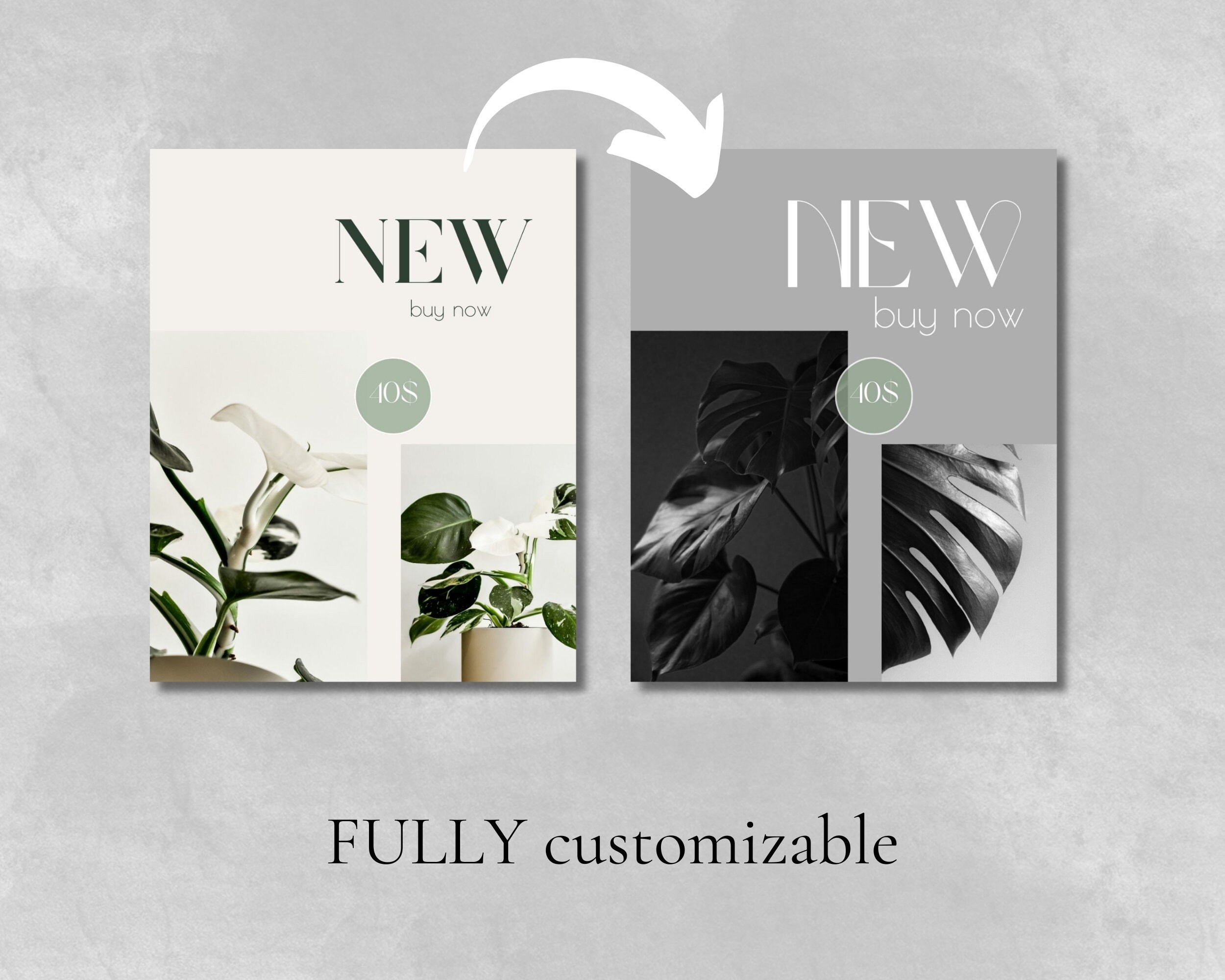 Plant Shop Canva Template, Editable Template for Plant Shop, Green ...