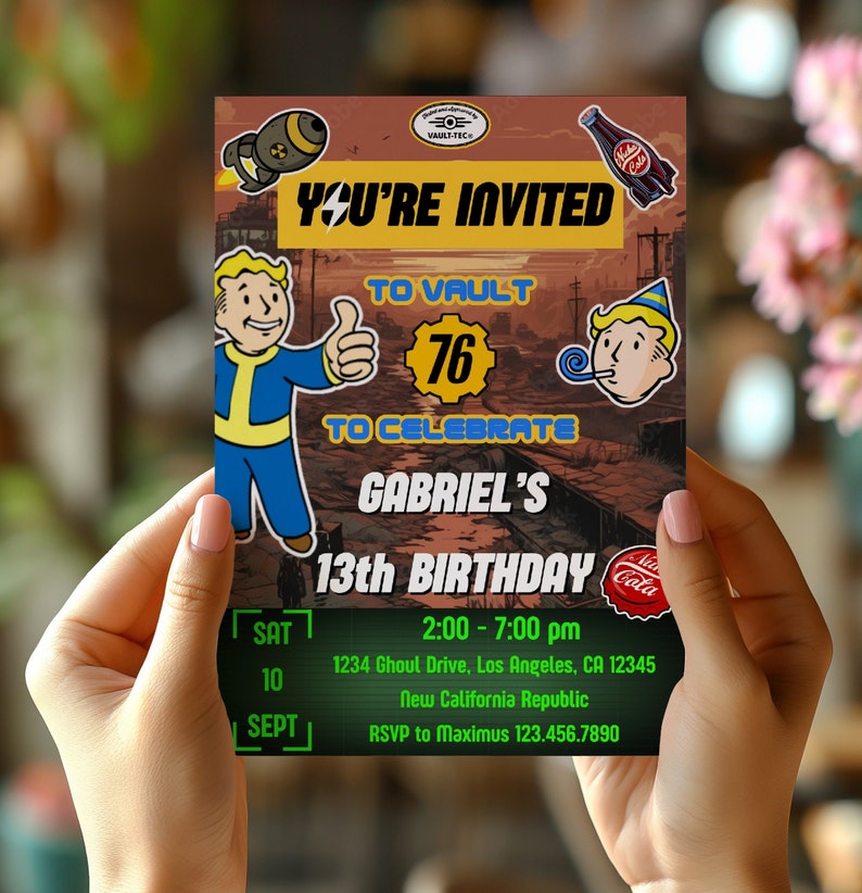 Editable Fallout Birthday Invitation Template, Digital Invitation ...