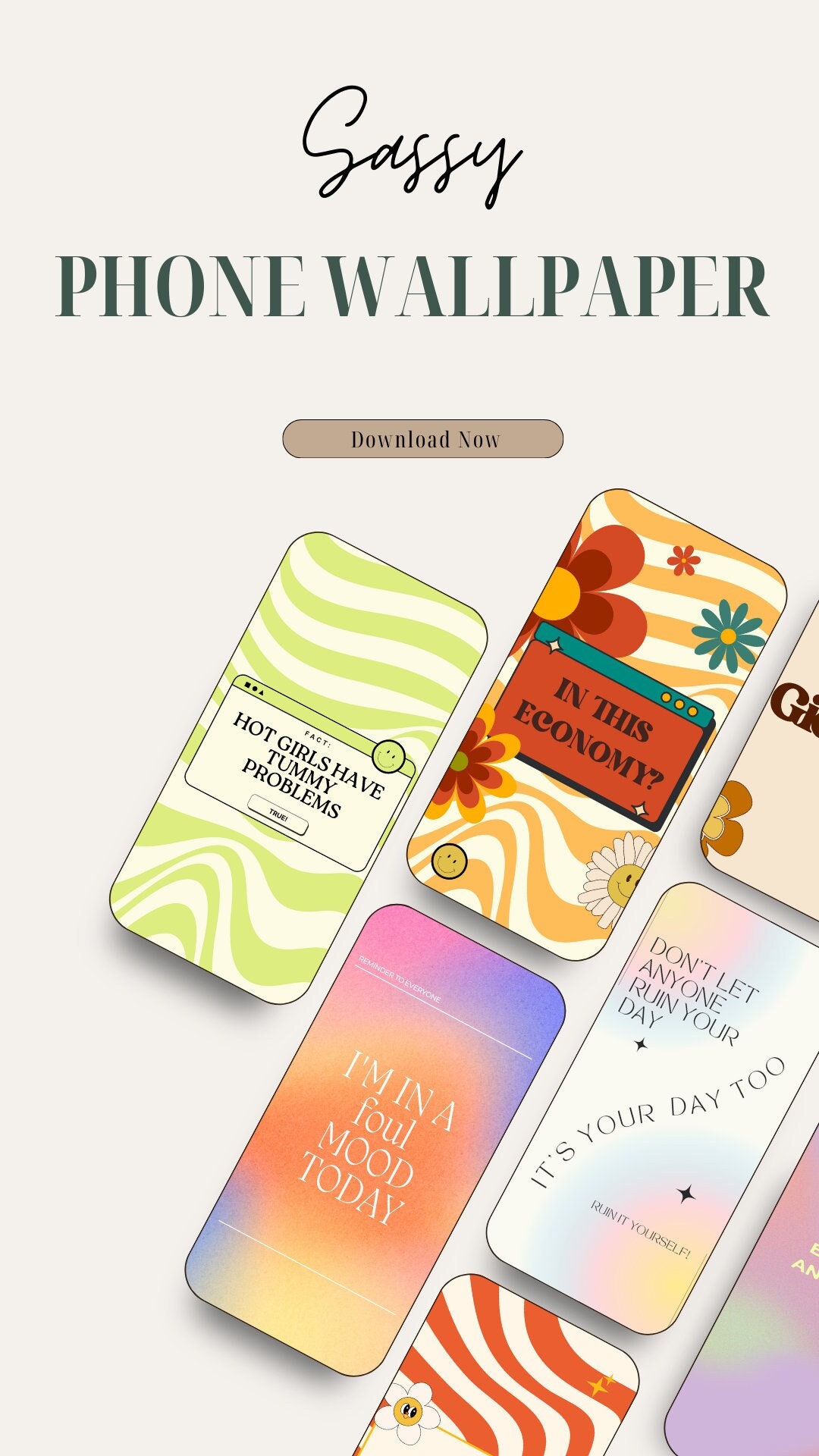 Cute Retro Sassy Phone Wallpapers - Etsy