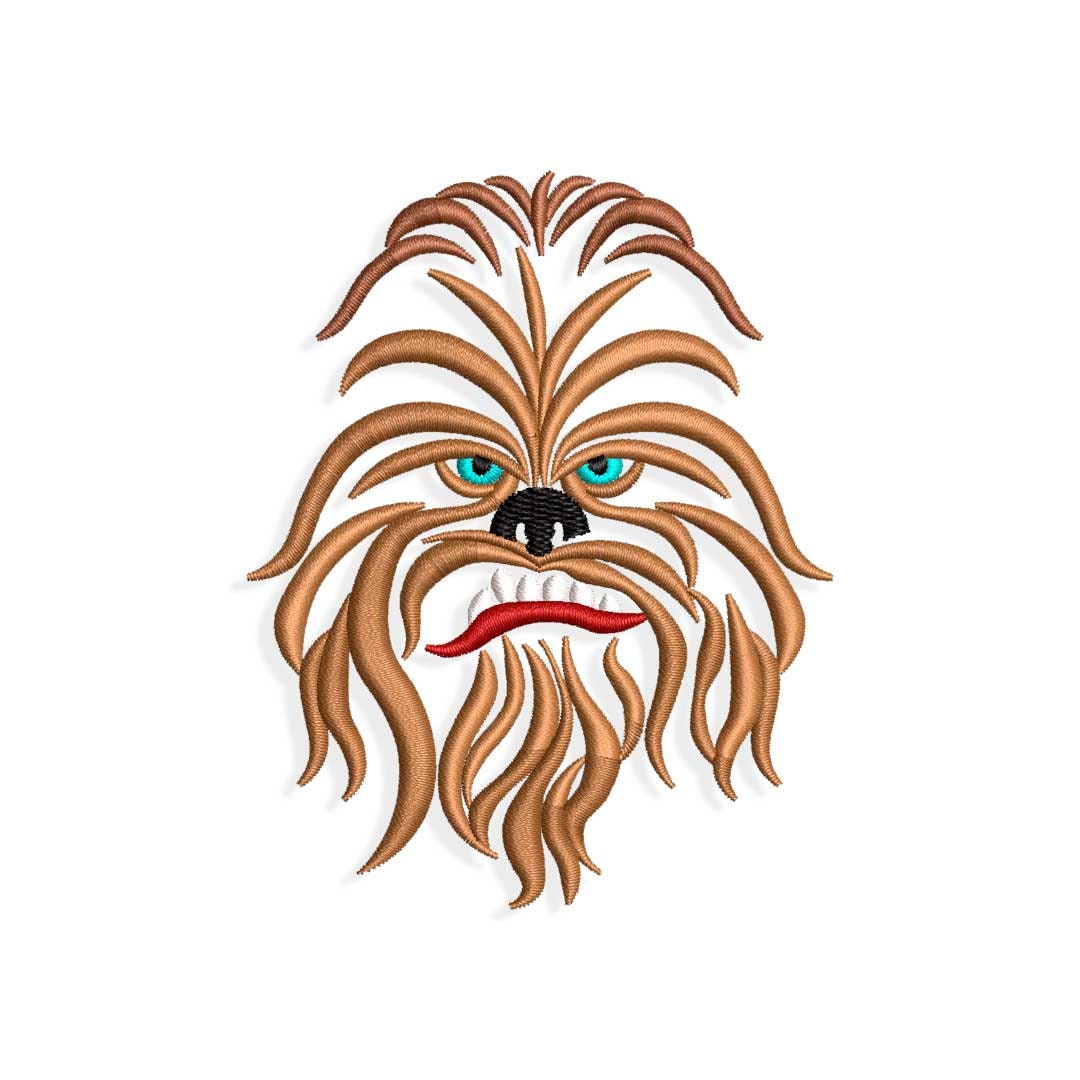 Face Embroidery Designs, Wookiee Embroidery Design. Multiple Sizes and ...