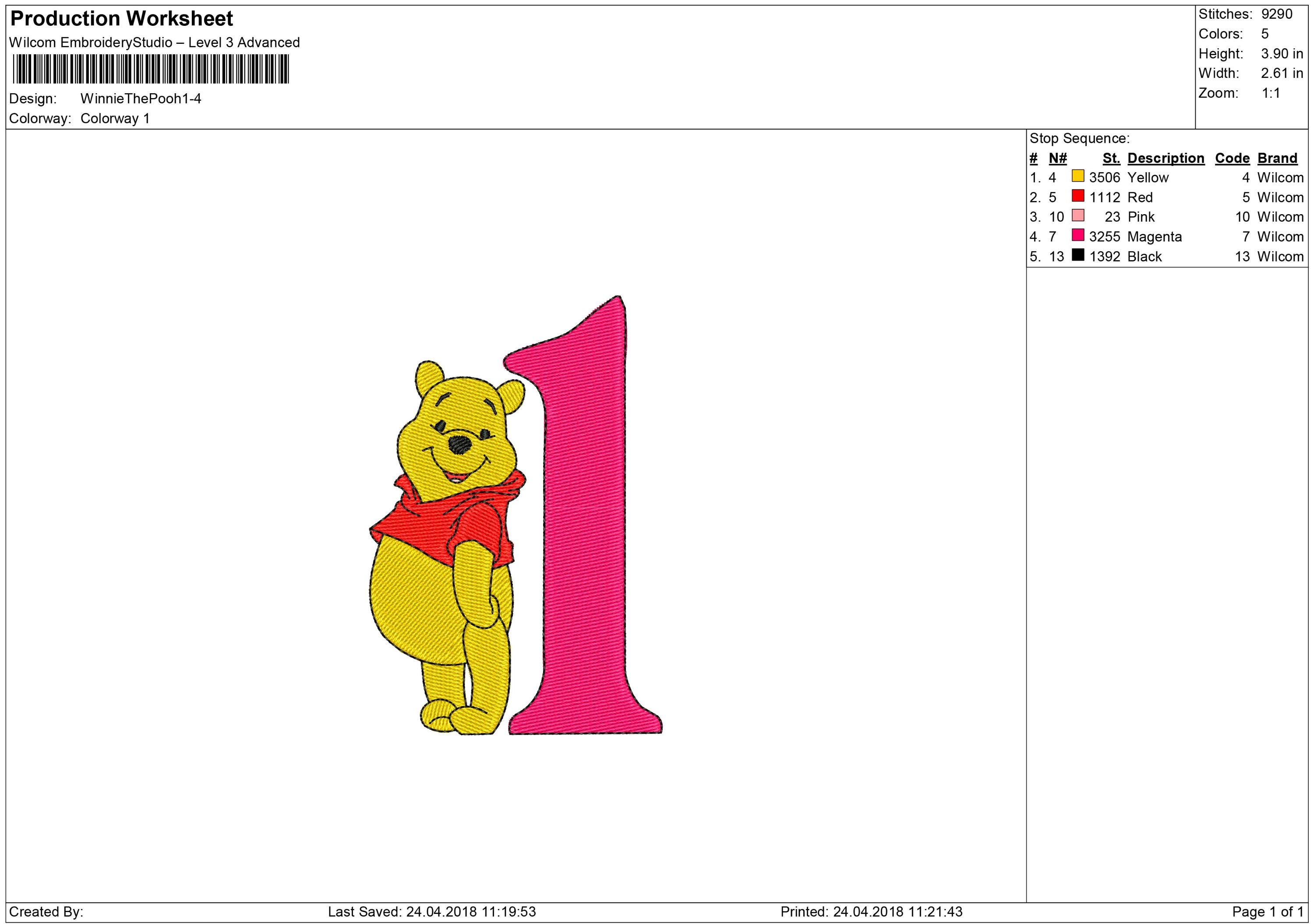Numbers Embroidery Designs, Pooh Embroidery Design. Multiple Sizes and ...