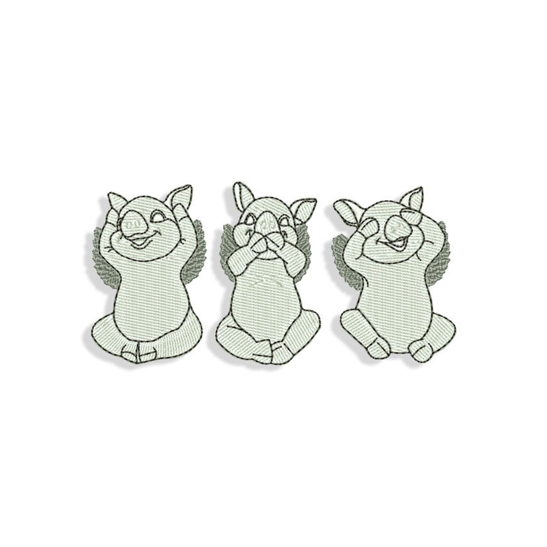 Pig Embroidery Designs, Piglet Embroidery Design. Multiple Sizes and ...