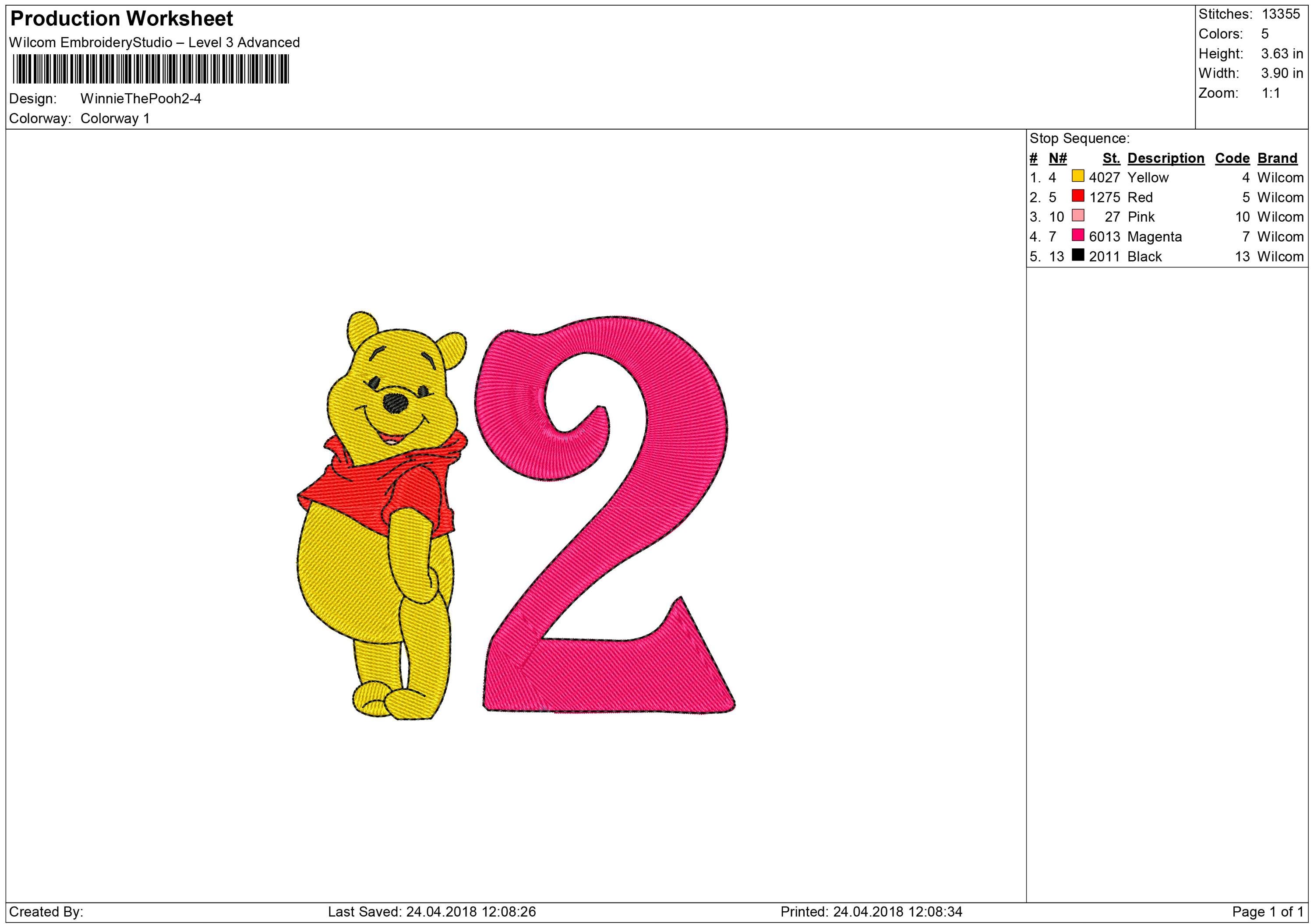 Numbers Embroidery Designs, Pooh Embroidery Design. Multiple Sizes and ...