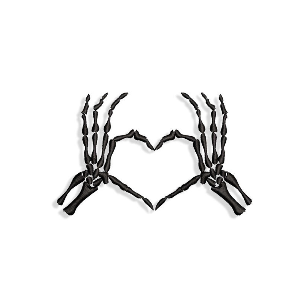 Skeleton Heart Hands Embroidery Design Files. Sizes 1", 2", 3", 4", 5 ...
